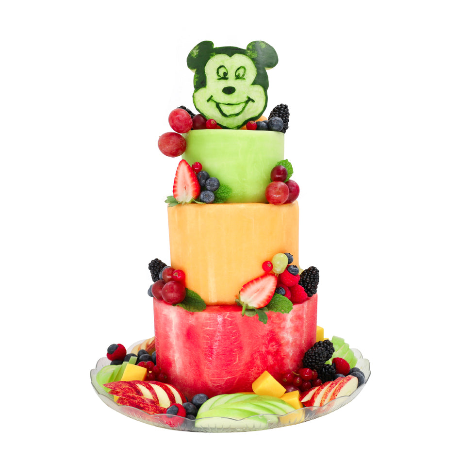 Buy Mickey Mouse Kids 3 Tier Melon Cake Premium Fresh Fruits UAE – Gulf ...