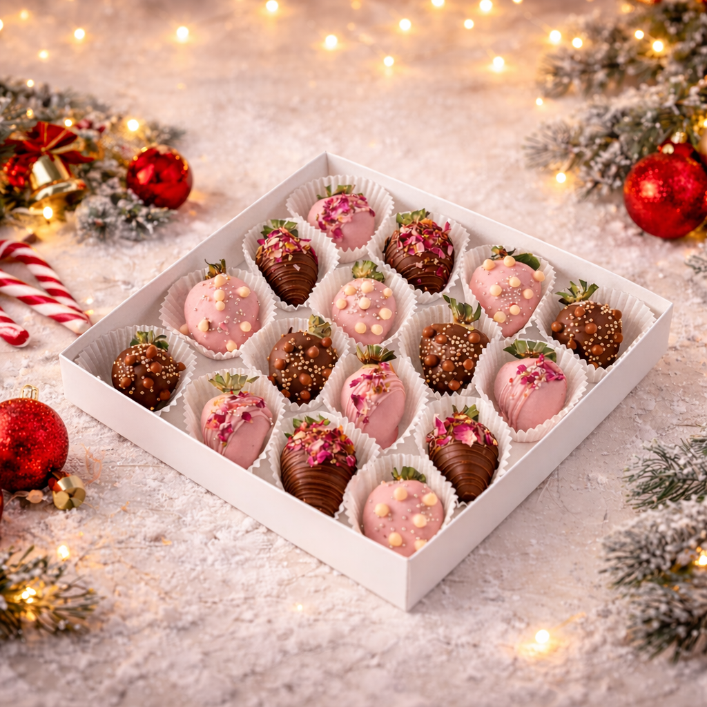 16pcs Milk & Ruby Chocolate Covered Strawberries – Natural Pink Cocoa ...
